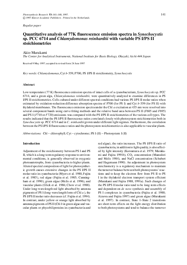 (PDF) Quantitative analysis of 77K fluorescence emission spectra in ...