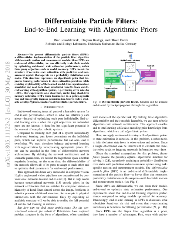 (PDF) Differentiable Particle Filters: End-to-End Learning with Algorithmic Priors