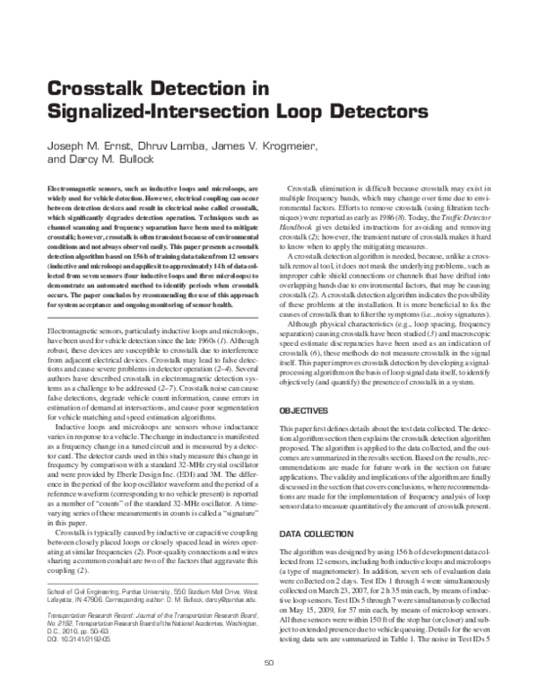 (PDF) Crosstalk Detection in Signalized-Intersection Loop Detectors