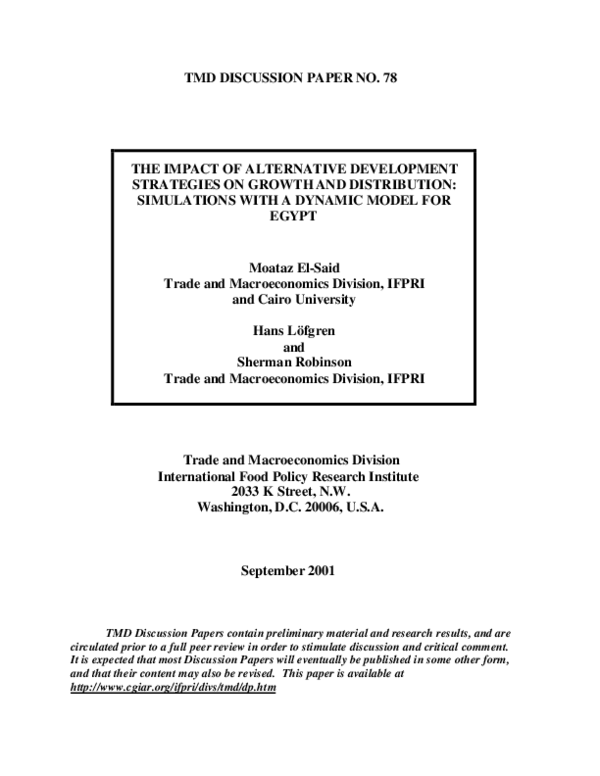 (PDF) The impact of alternative development strategies: Simulations with a dynamic input-output ...