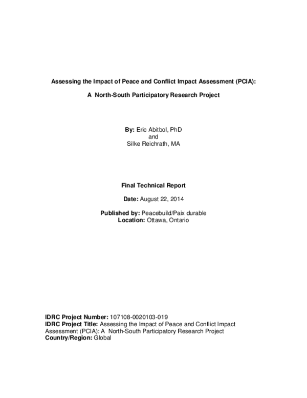 (PDF) Assessing the Impact of Peace and Conflict Impact Assessment ...