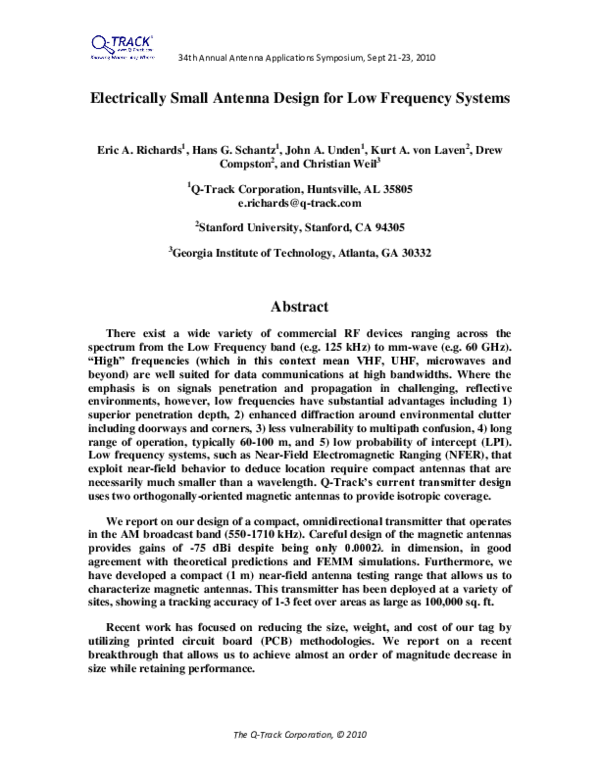 (PDF) Electrically Small Antenna Design for Low Frequency Systems