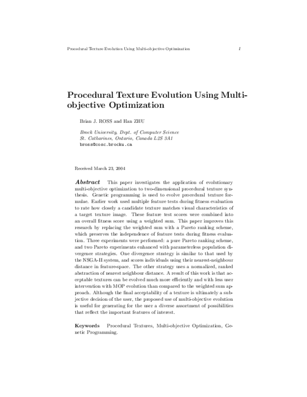 (PDF) Procedural Texture Evolution Using Multi-objective Optimization