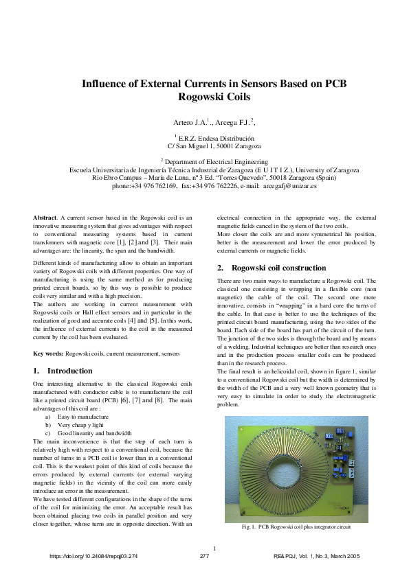 (PDF) Influence of External Currents in Sensors Based on PCB Rogowski Coils