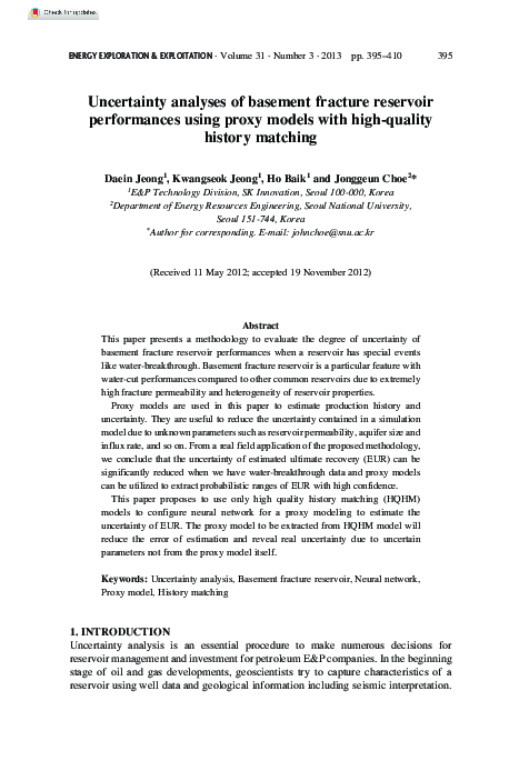 (PDF) Uncertainty analyses of basement fracture reservoir performances using proxy models with ...