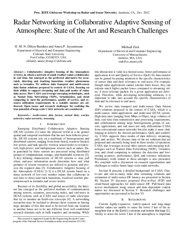 (PDF) Radar networking in Collaborative Adaptive Sensing of Atmosphere: State of the art and ...