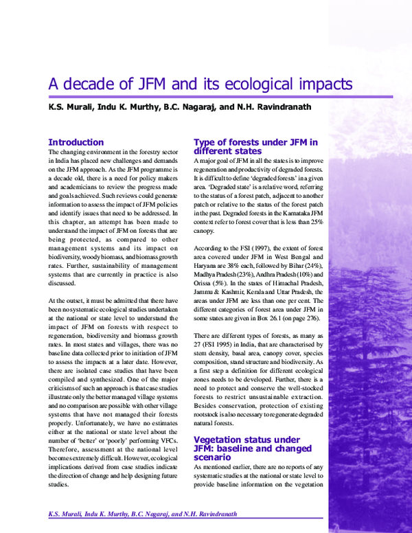 (PDF) A decade of JFM in India