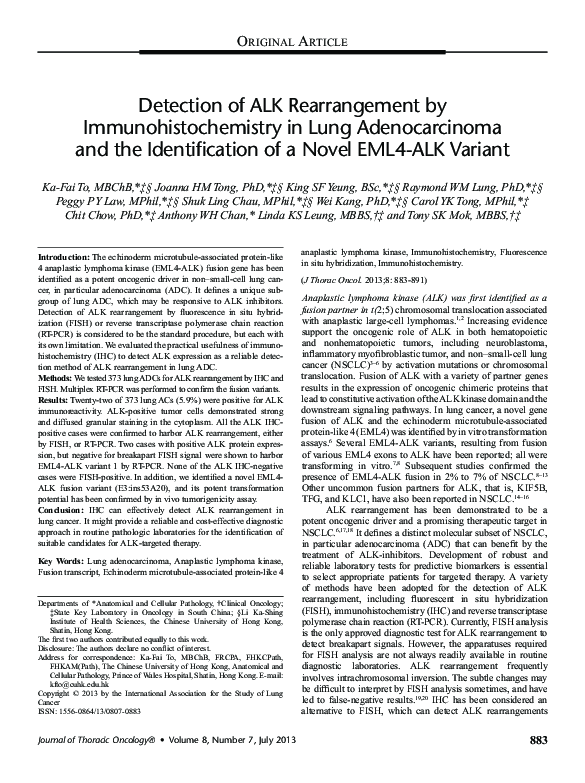 (PDF) Detection of ALK Rearrangement by Immunohistochemistry in Lung ...