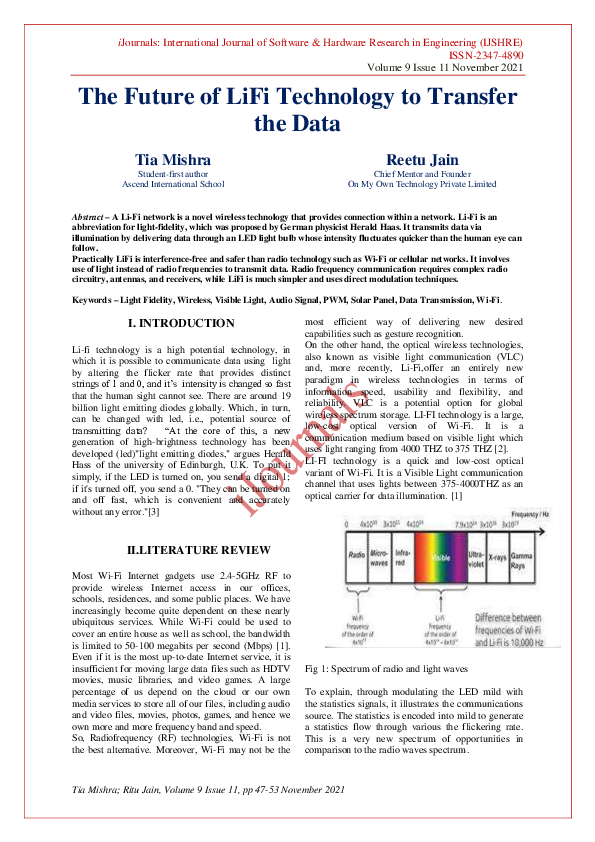 (PDF) The Future of LiFi Technology to Transfer the Data