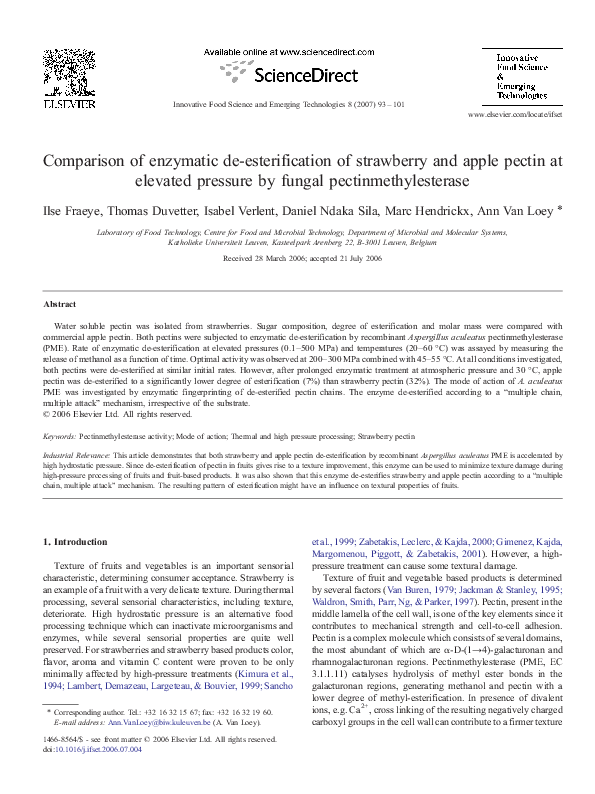 (PDF) Comparison of enzymatic de-esterification of strawberry and apple ...
