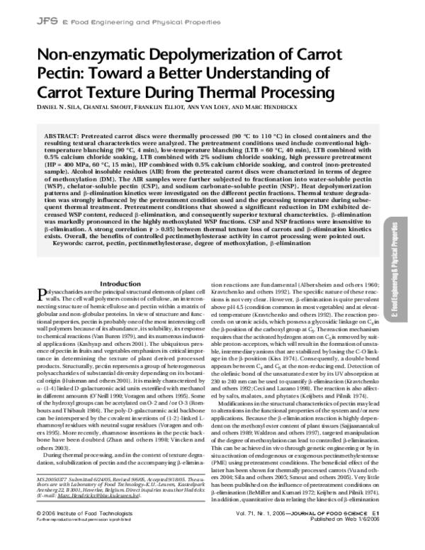 (PDF) Non-enzymatic depolymerization of carrot pectin during thermal ...