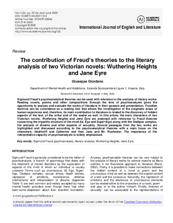 (PDF) The contribution of Freud's theories to the literary analysis of ...