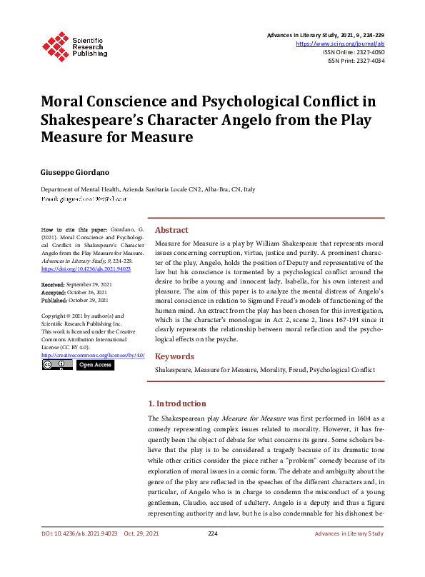 (PDF) Moral Conscience and Psychological Conflict in Shakespeare's ...