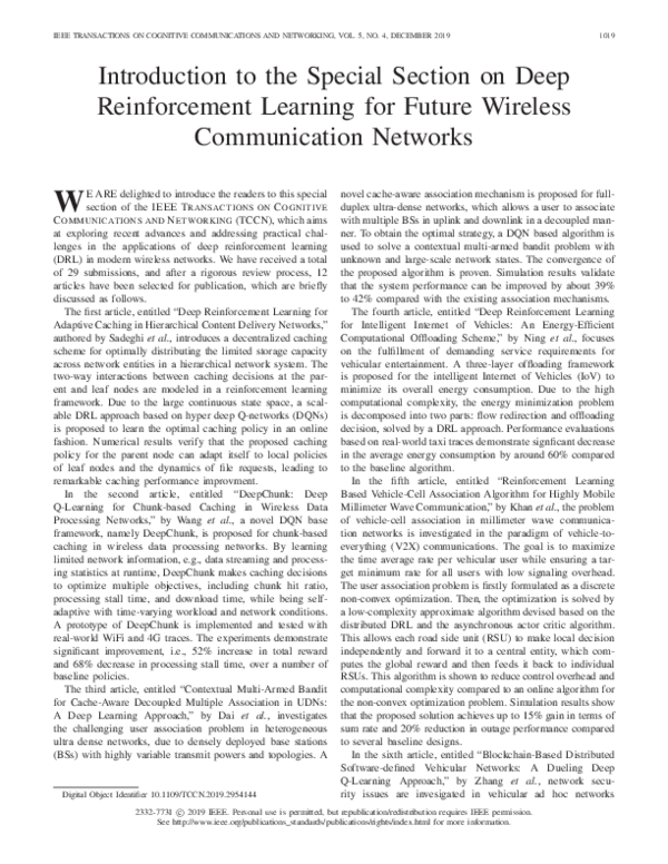 (PDF) Introduction to the special section on deep reinforcement ...
