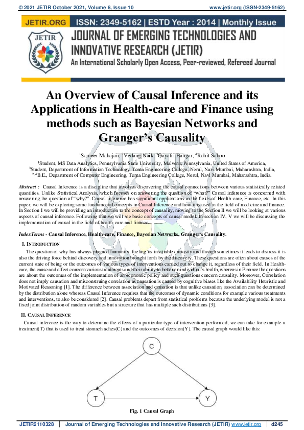 (PDF) An Overview of Causal Inference and its Applications in Health-care and Finance using ...