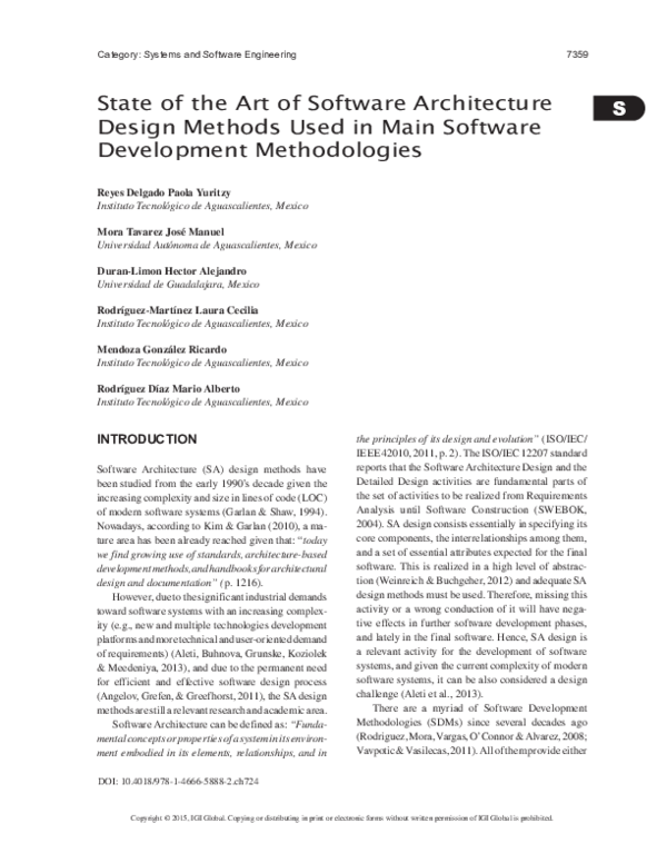 (PDF) State of the Art of Software Architecture Design Methods Used in ...