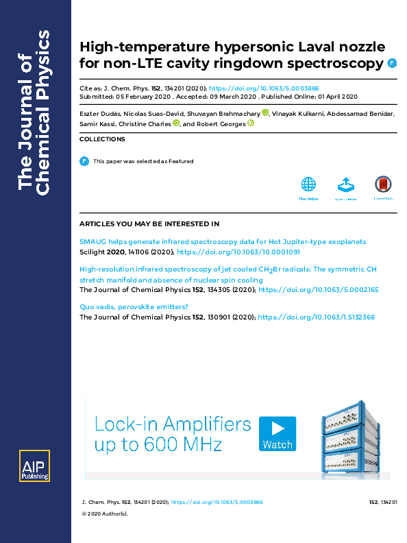 (PDF) High-temperature hypersonic Laval nozzle for non-LTE cavity ...