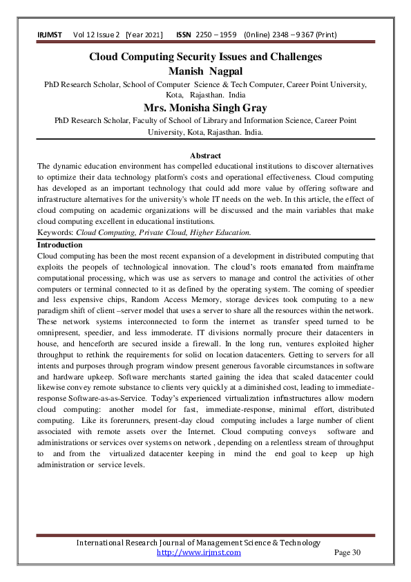 (PDF) Cloud Computing Security Issues and Challenges