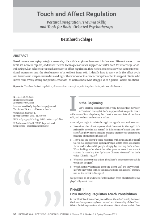 (PDF) Touch and Affect Regulation