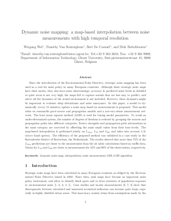 Pdf Dynamic Noise Mapping A Map Based Interpolation Between Noise