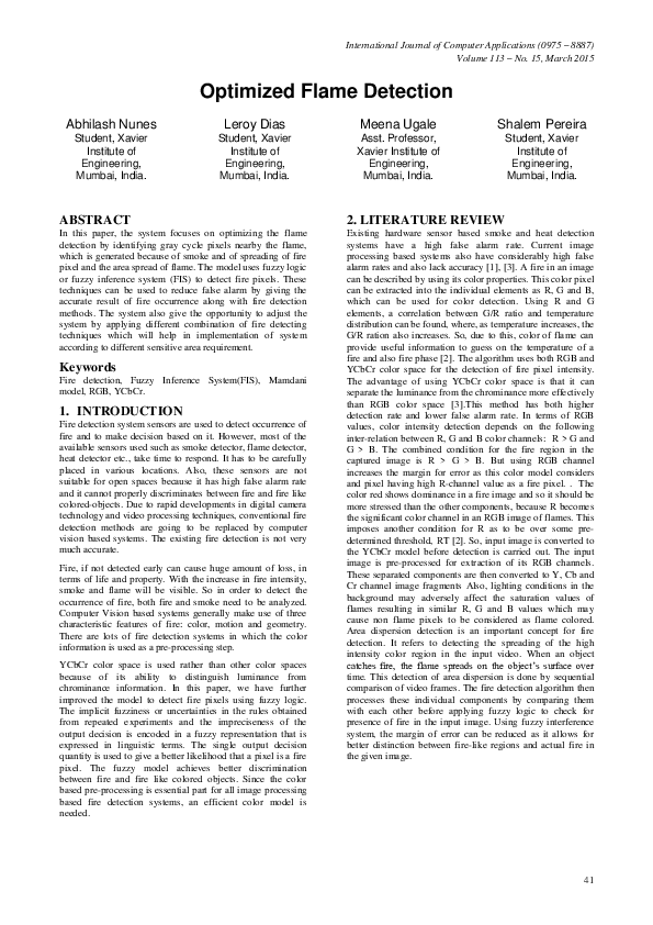 (PDF) Optimized Flame Detection