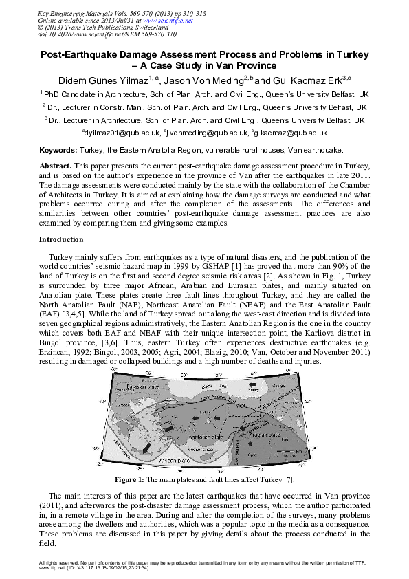 (PDF) Post earthquake damage assessment process and problems in Turkey ...