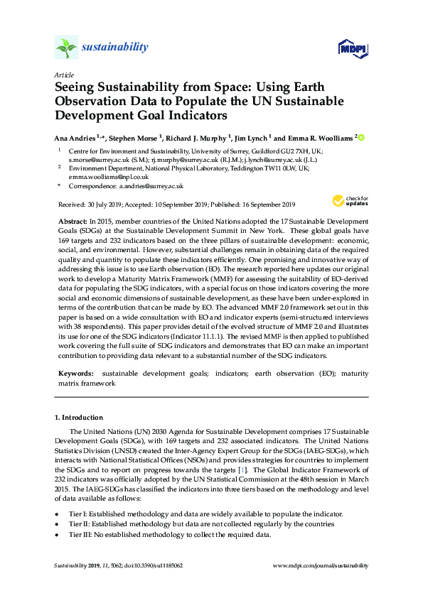 (PDF) Seeing Sustainability from Space: Using Earth Observation Data to ...