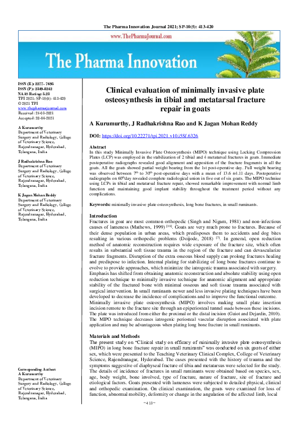 (PDF) Clinical evaluation of minimally invasive plate osteosynthesis in ...