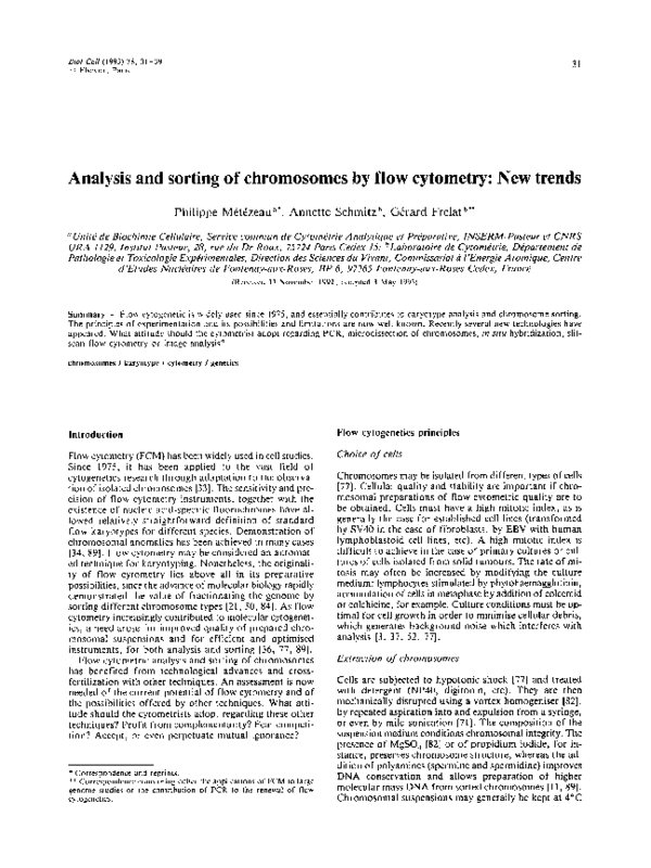 (PDF) Analysis and sorting of chromosomes by flow cytometry: New trends