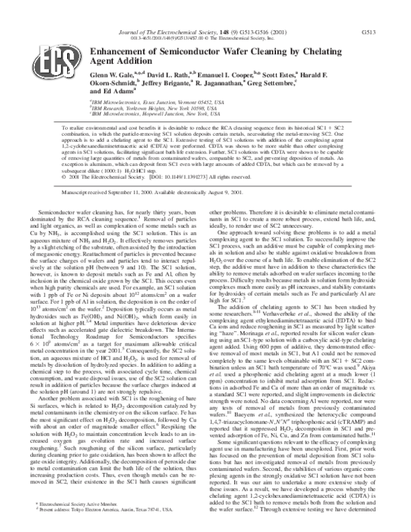 (PDF) Enhancement of Semiconductor Wafer Cleaning by Chelating Agent ...