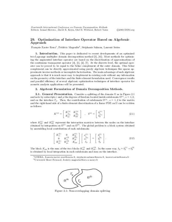 (PDF) 29. Optimization of Interface Operator Based on Algebraic Approach