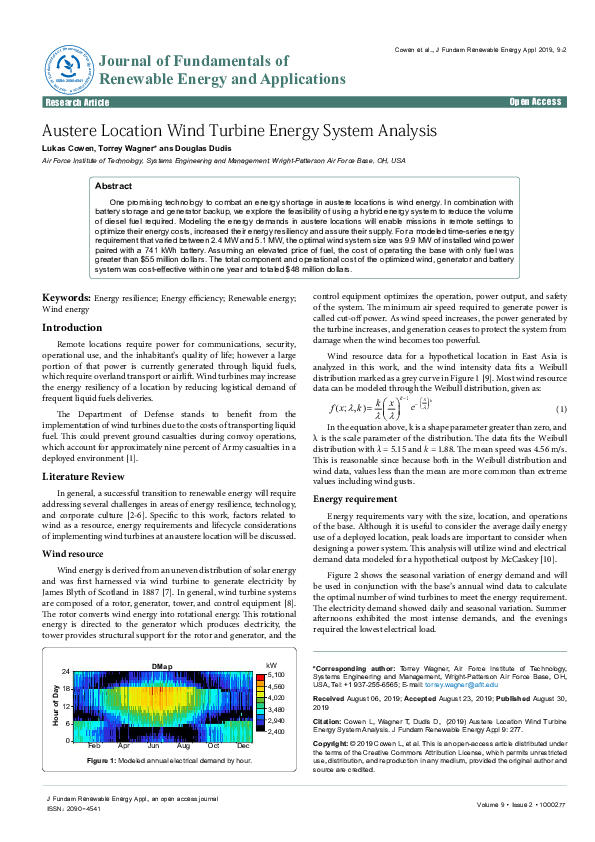 (PDF) Austere Location Wind Turbine Energy System Analysis | Lukas ...