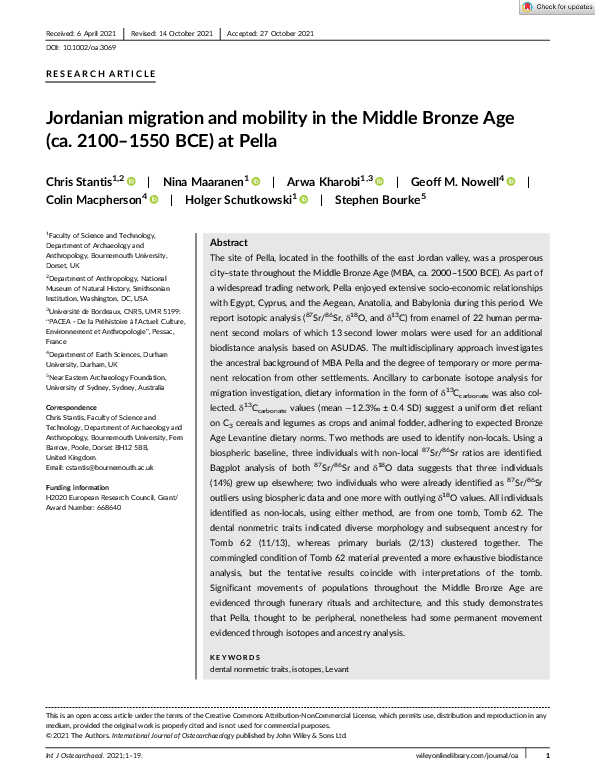 (PDF) Jordanian migration and mobility in the Middle Bronze Age (c ...