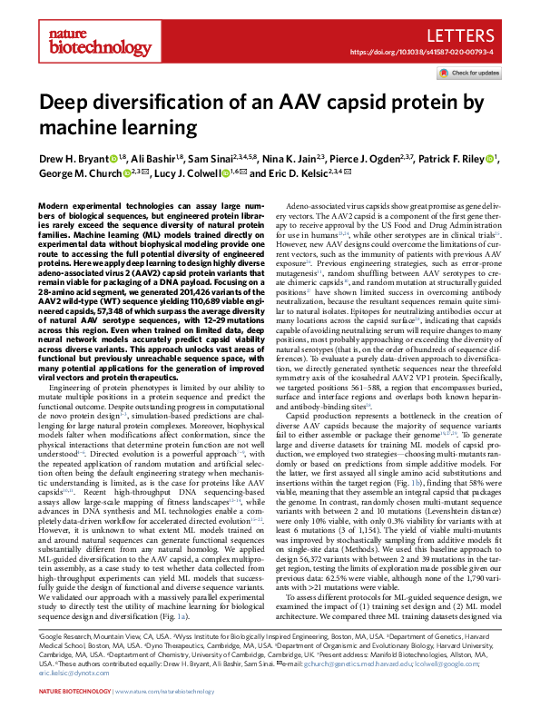 (PDF) Deep diversification of an AAV capsid protein by machine learning