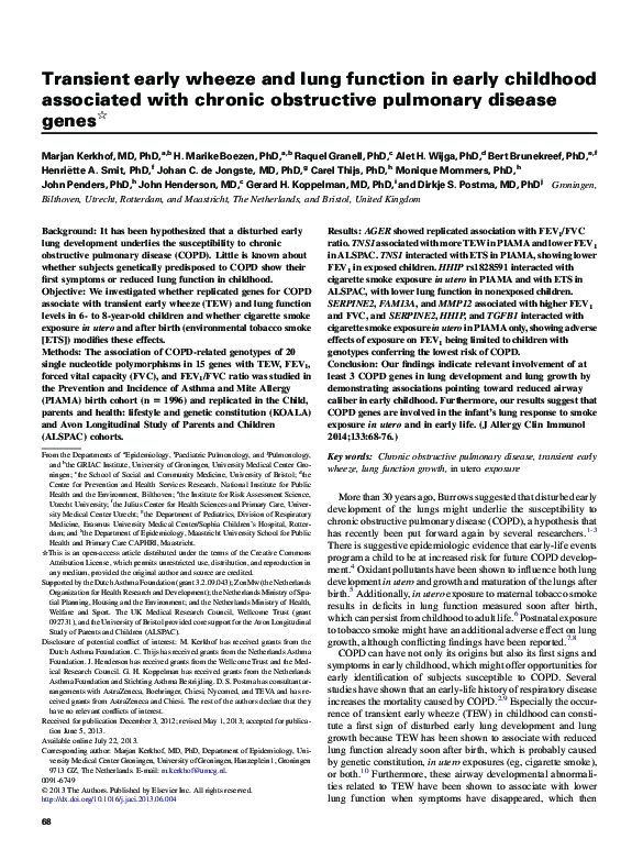 (PDF) Transient early wheeze and lung function in early childhood ...