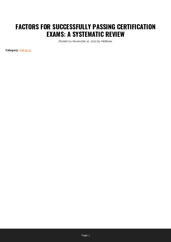 (PDF) Factors for Successfully Passing Certification Exams: A ...