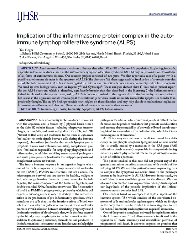(PDF) Implication of the inflammasome protein complex in the autoimmune ...
