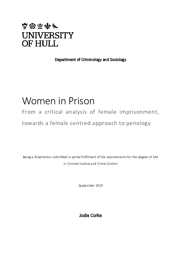 (PDF) From a critical analysis of female imprisonment, towards a female ...