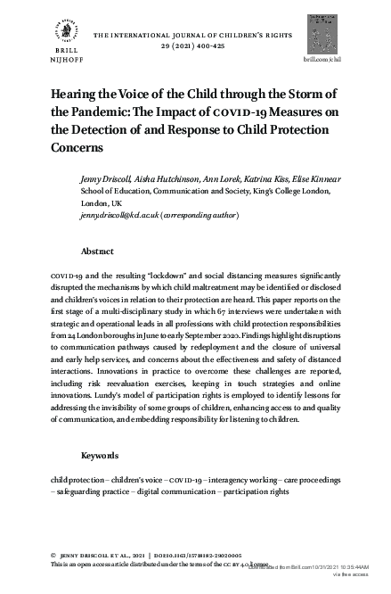 (PDF) Hearing the Voice of the Child through the Storm of the Pandemic ...