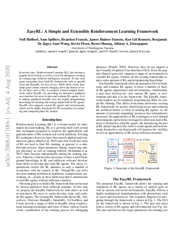 (PDF) EasyRL: A Simple and Extensible Reinforcement Learning Framework