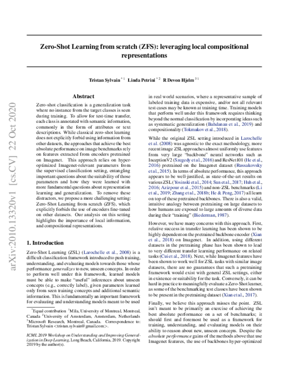 (PDF) Zero-Shot Learning from scratch (ZFS): leveraging local compositional representations