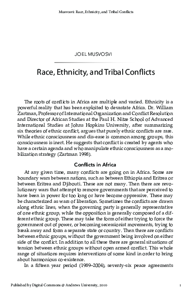 (PDF) Race, Ethnicity, and Tribal Conflicts
