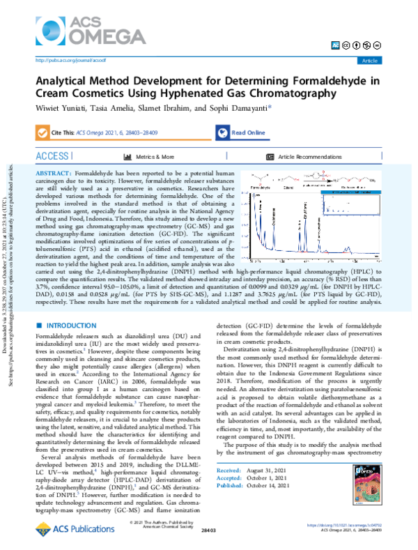 (PDF) Analytical Method Development for Determining Formaldehyde in ...