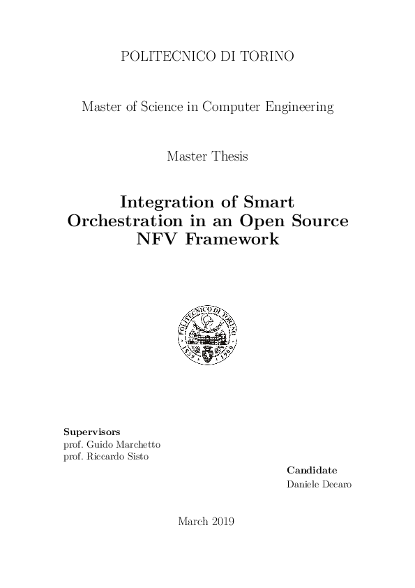 (PDF) Integration of Smart Orchestration in an Open Source NFV Framework