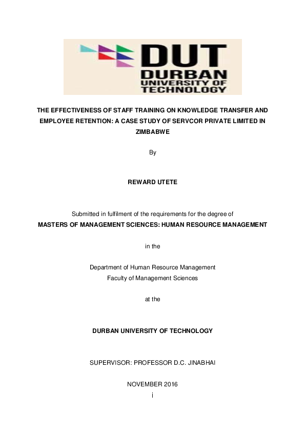 (PDF) The effectiveness of staff training on knowledge transfer and ...