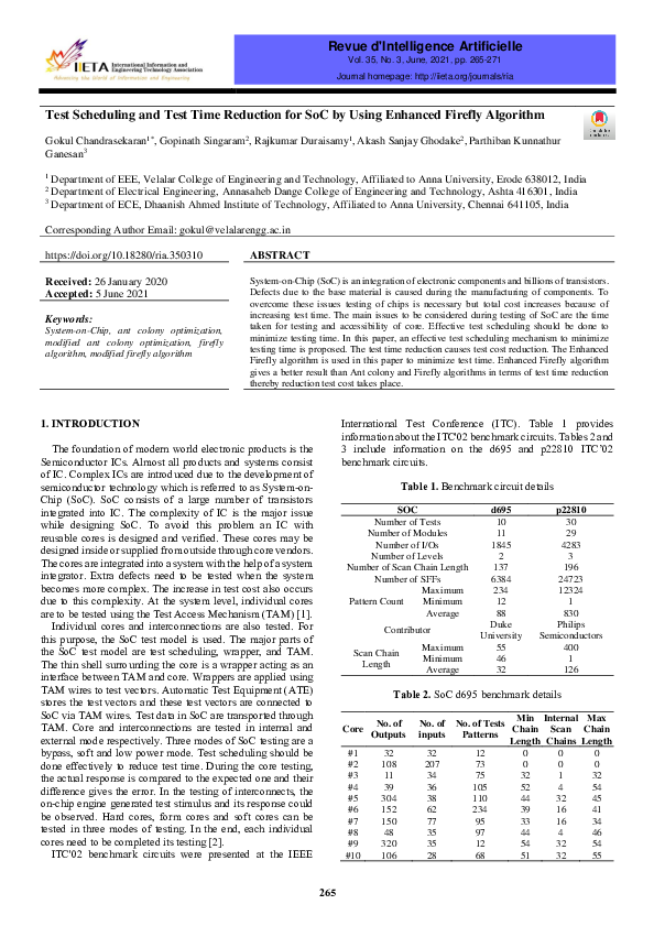 Pdf Test Scheduling And Test Time Reduction For Soc By Using Enhanced