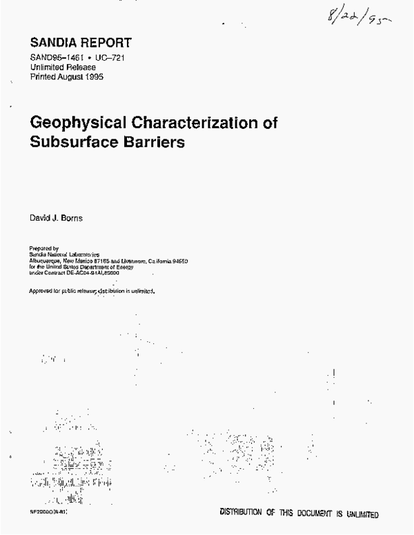 (PDF) Geophysical characterization of subsurface barriers