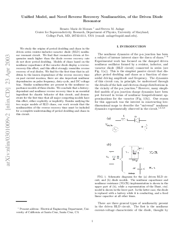 (PDF) Unified model and reverse recovery nonlinearities of the driven diode resonator