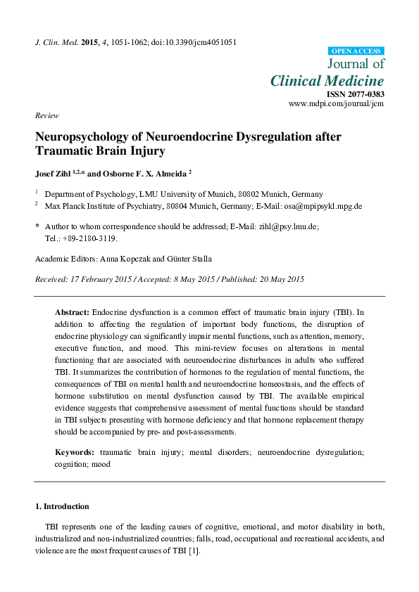 (PDF) Neuropsychology of Neuroendocrine Dysregulation after Traumatic ...
