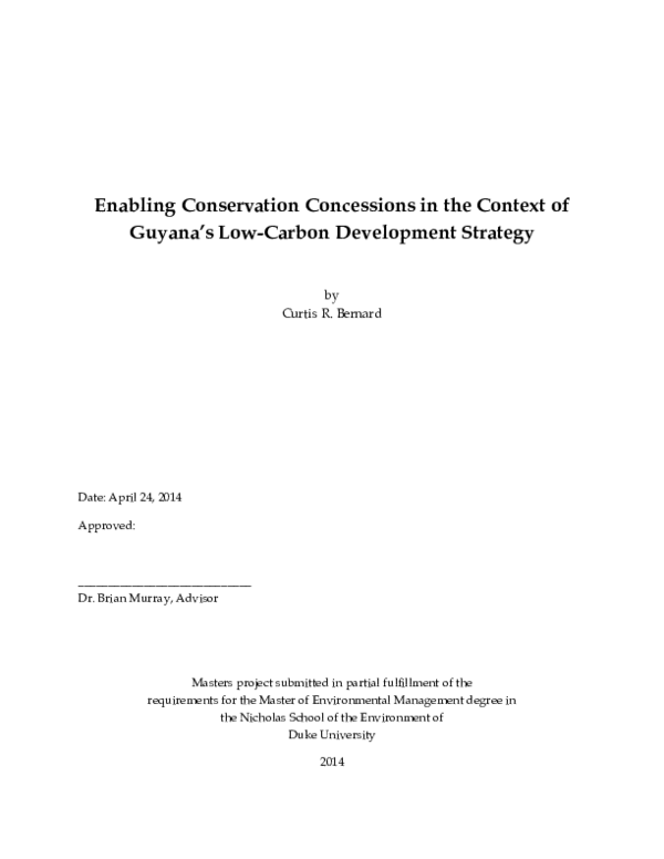 (PDF) Enabling Conservation Concessions in the Context of Guyana’s Low ...